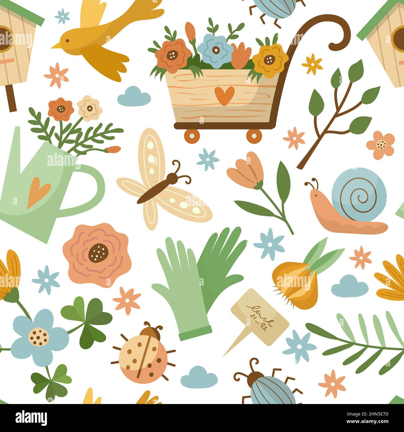 Spring pattern. Season seamless background with floral design ...