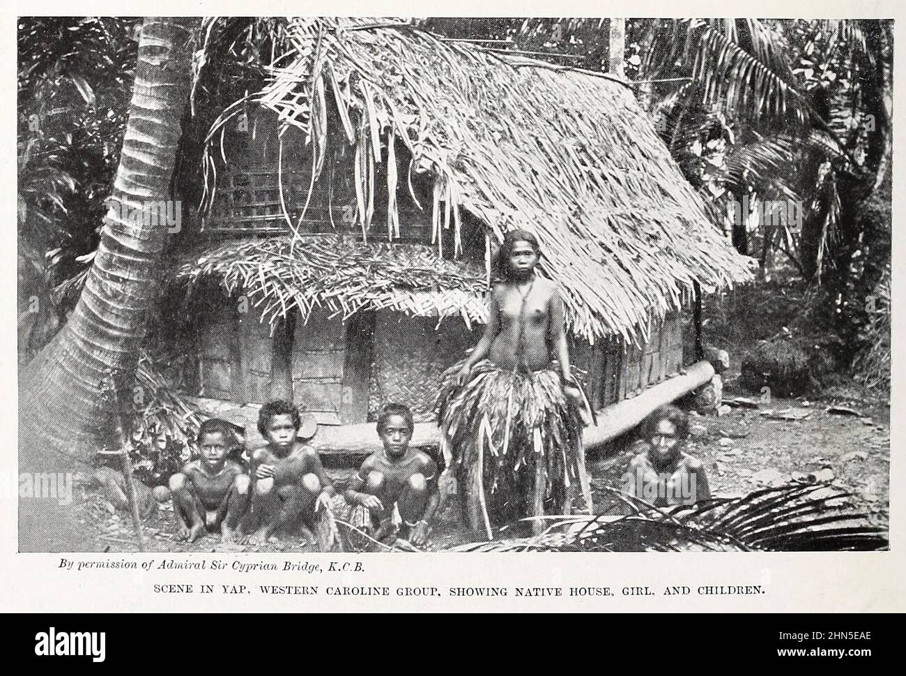 WESTERN CAROLINE, Yap, Native house, girl, and children from The living ...