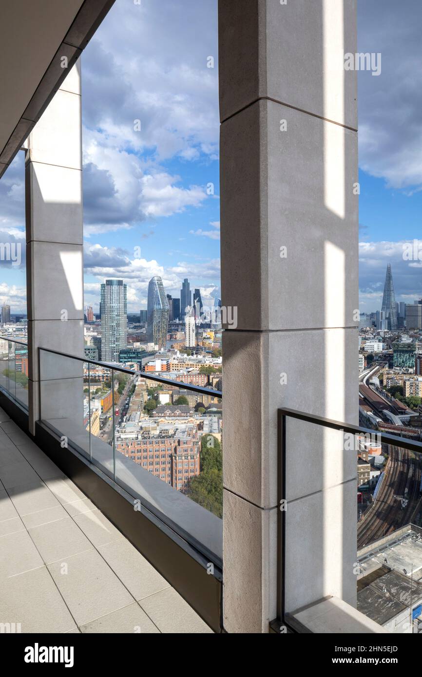 View to the east from 32nd floor terrace. 8-13 Casson Square, London ...