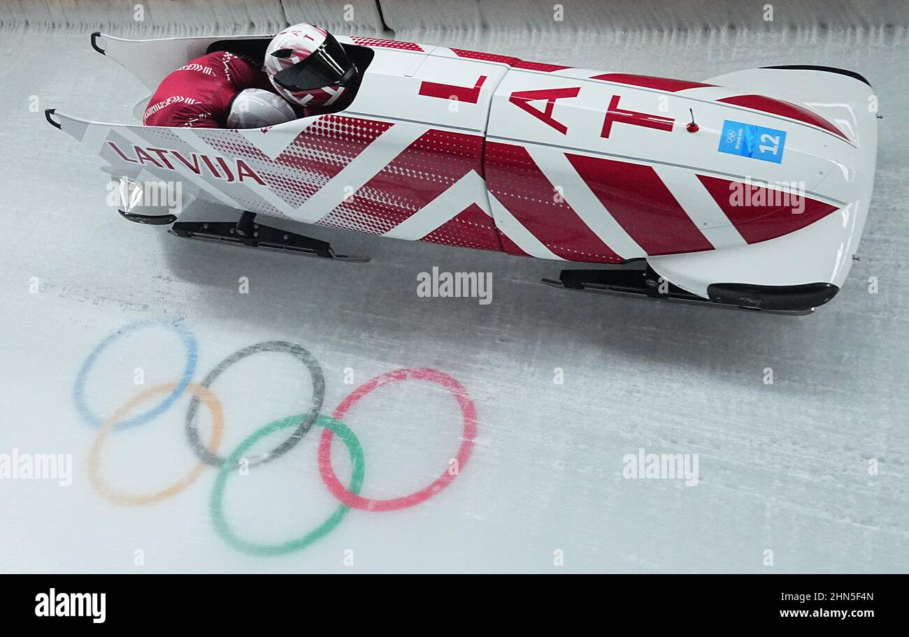 Yanqing, China. 14th Feb, 2022. Olympics, bobsleigh, two-man bobsleigh ...