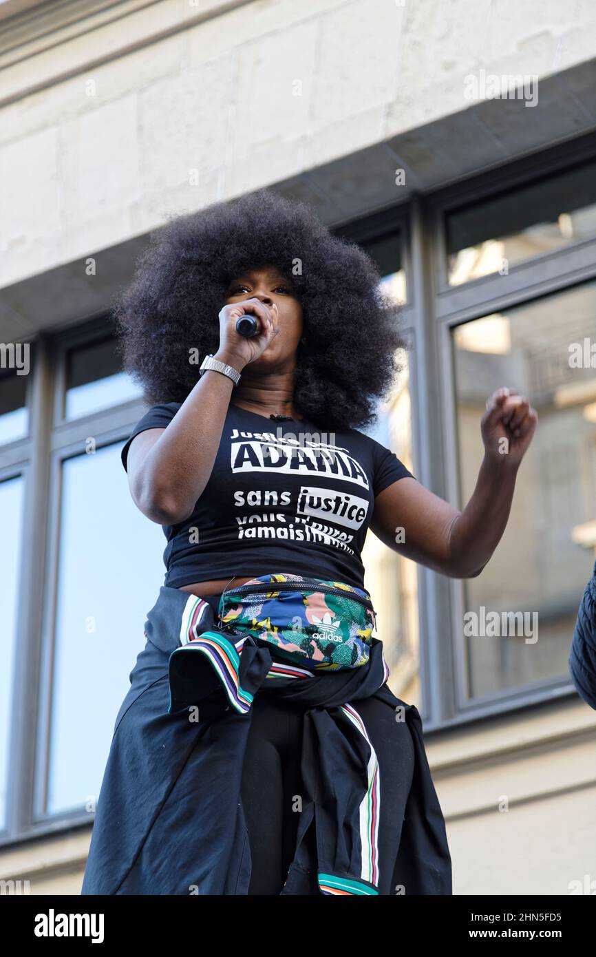 Paris, France. 12th Feb, 2022. Assa Traoré, Adama Traore's half-sister ...