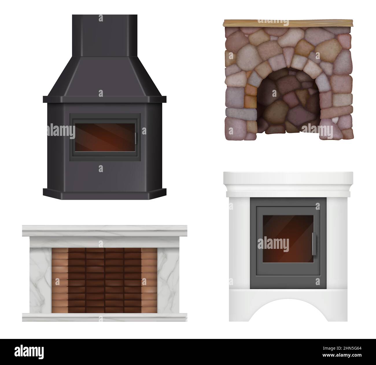 Fireplace realistic. Home modern chimney place for relax concept ...