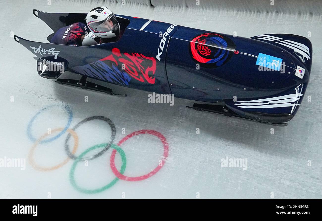 Yanqing, China. 14th Feb, 2022. Olympics, bobsleigh, two-man bobsleigh ...