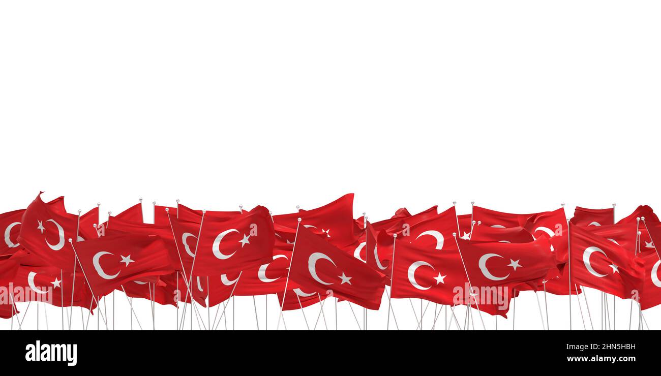 many turkish flags on white background - 3d rendering Stock Photo - Alamy