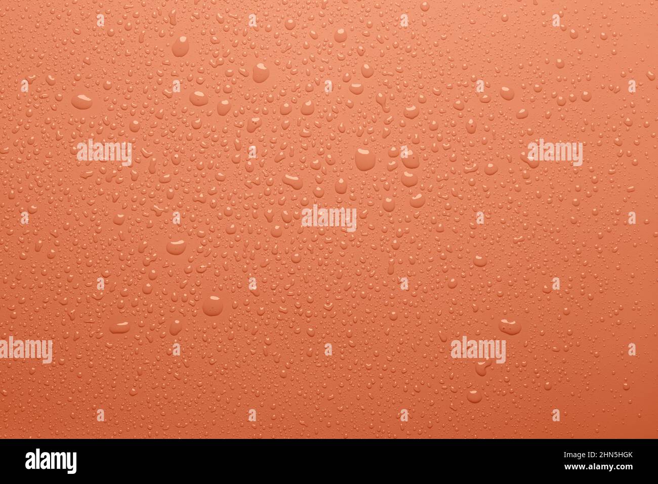 Water drops on coral color surface Stock Photo - Alamy
