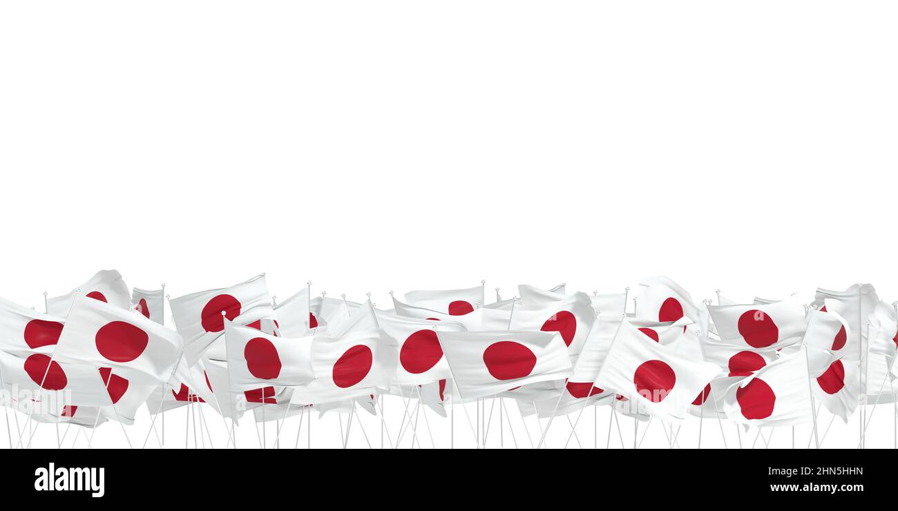 many Japanese flags on white background - 3d rendering Stock Photo - Alamy