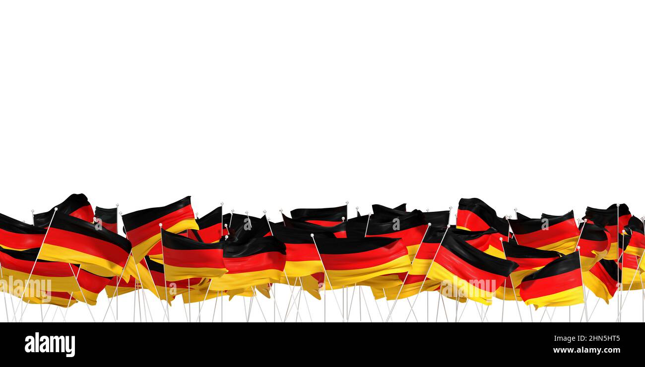 many german flags on white background - 3d rendering Stock Photo - Alamy