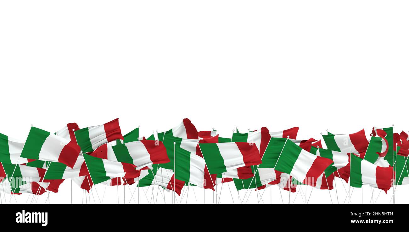 many italian flags on white background - 3D Rendering Stock Photo - Alamy