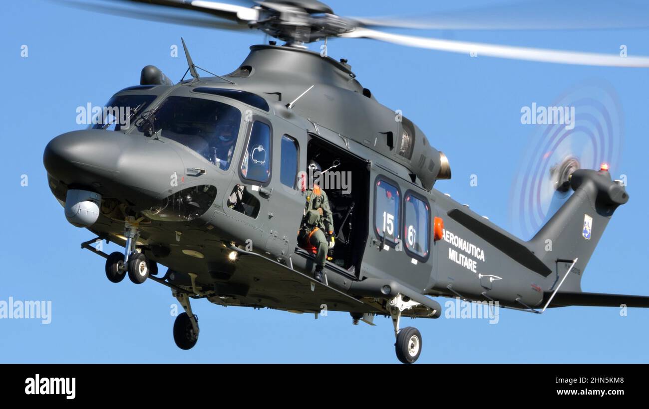 Thiene Italy, OCTOBER, 16, 2021 Modern NATO military helicopter in ...