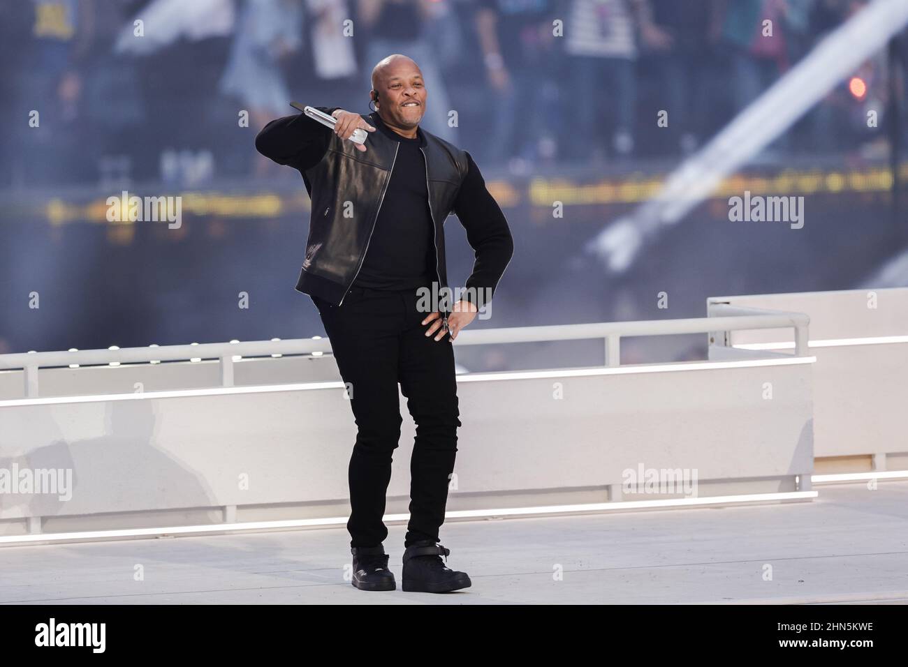 Dr. Dre performs during the Super Bowl LVI Halftime Show at SoFi ...