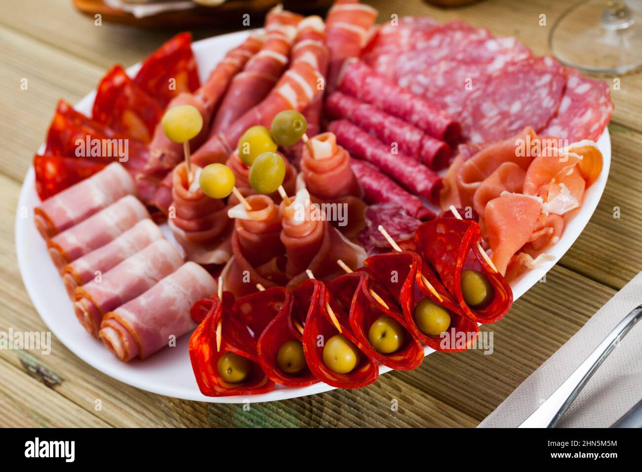 Spanish meat antipasto platter Stock Photo - Alamy