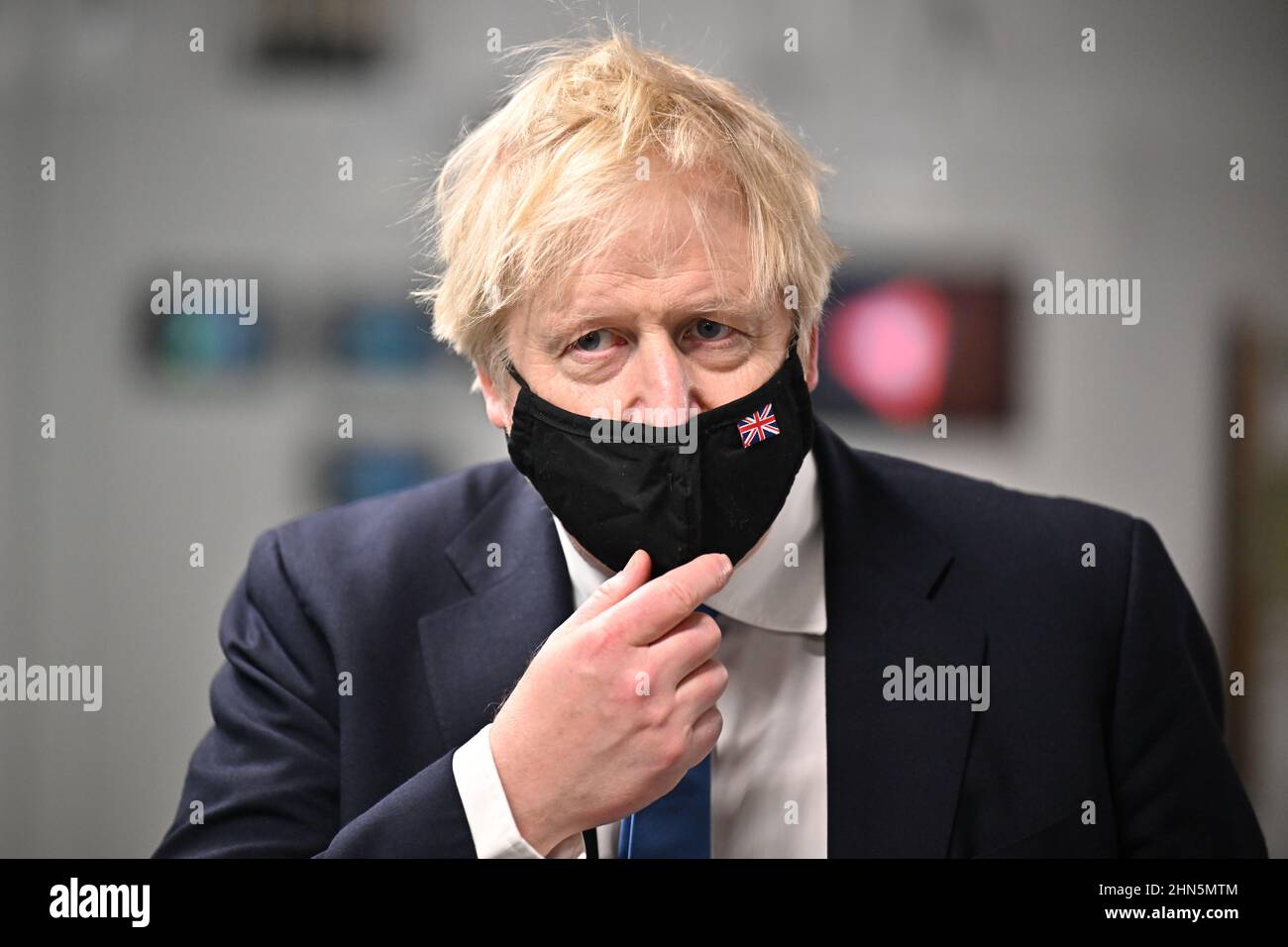Prime Minister Boris Johnson during a visit to the ACF building at the ...