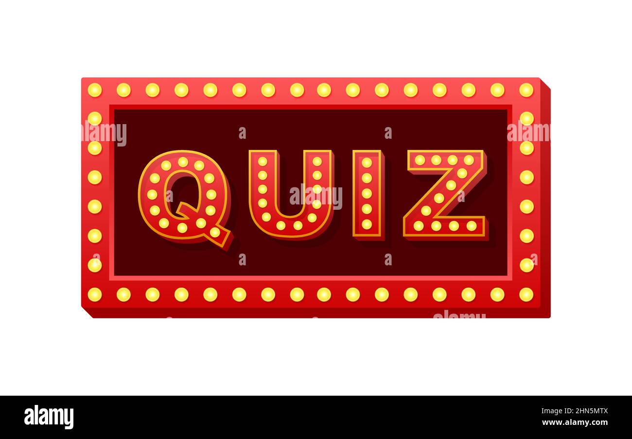 Retro light text quiz time. Retro light bulb. Vector stock illustration ...