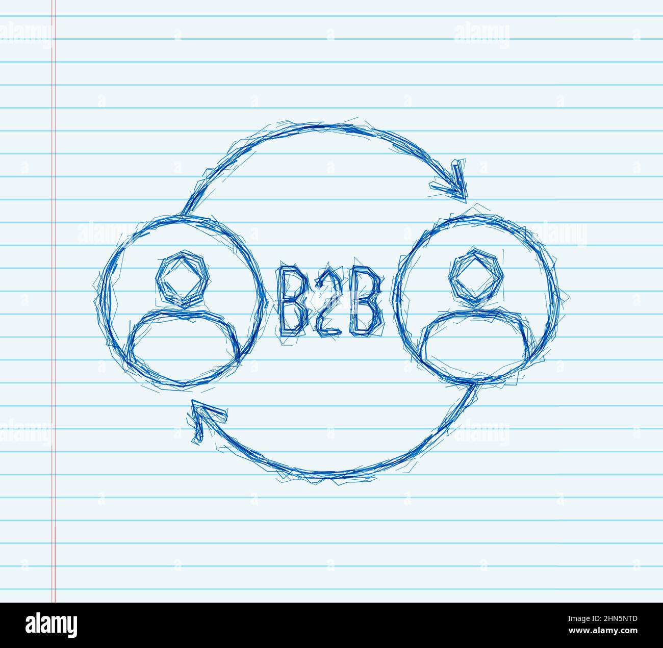 B2B sales person selling products. sketch icon. Business-to-business ...
