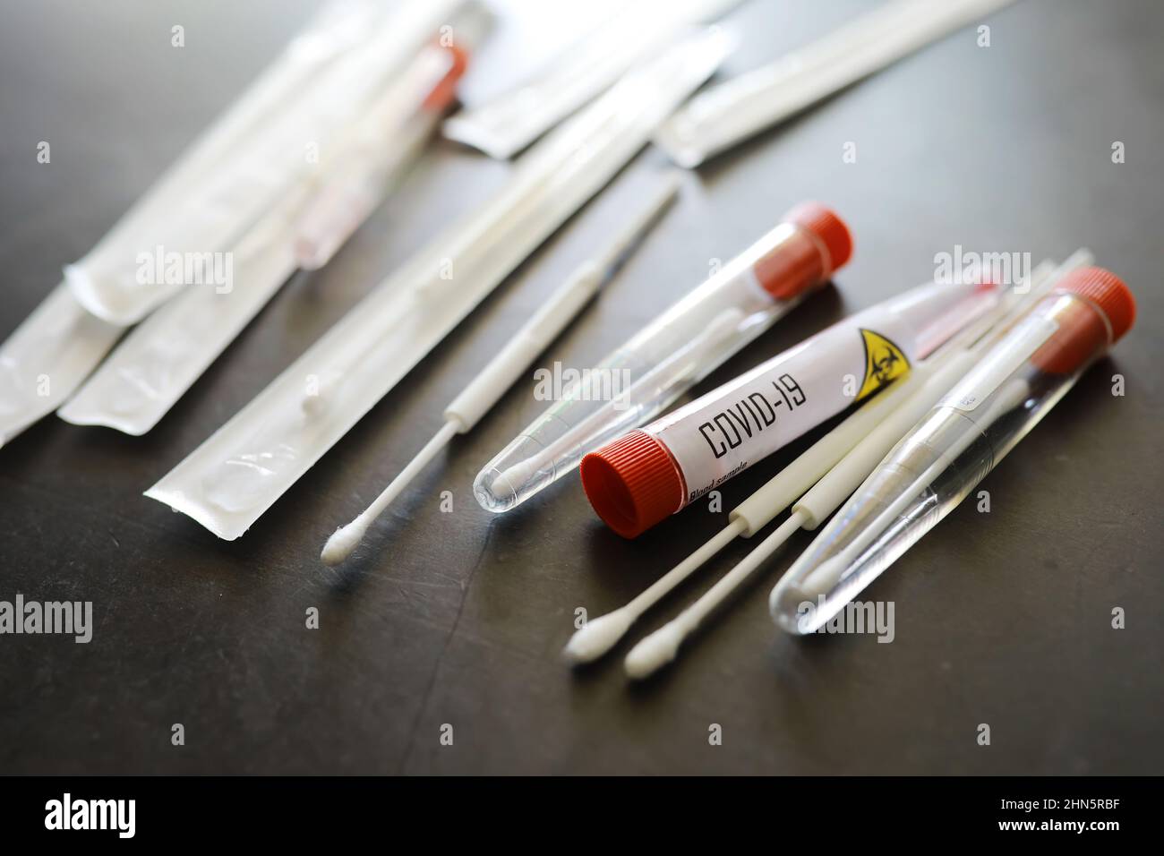 Medical background. Cotton swabs for taking a smear on the table. test ...