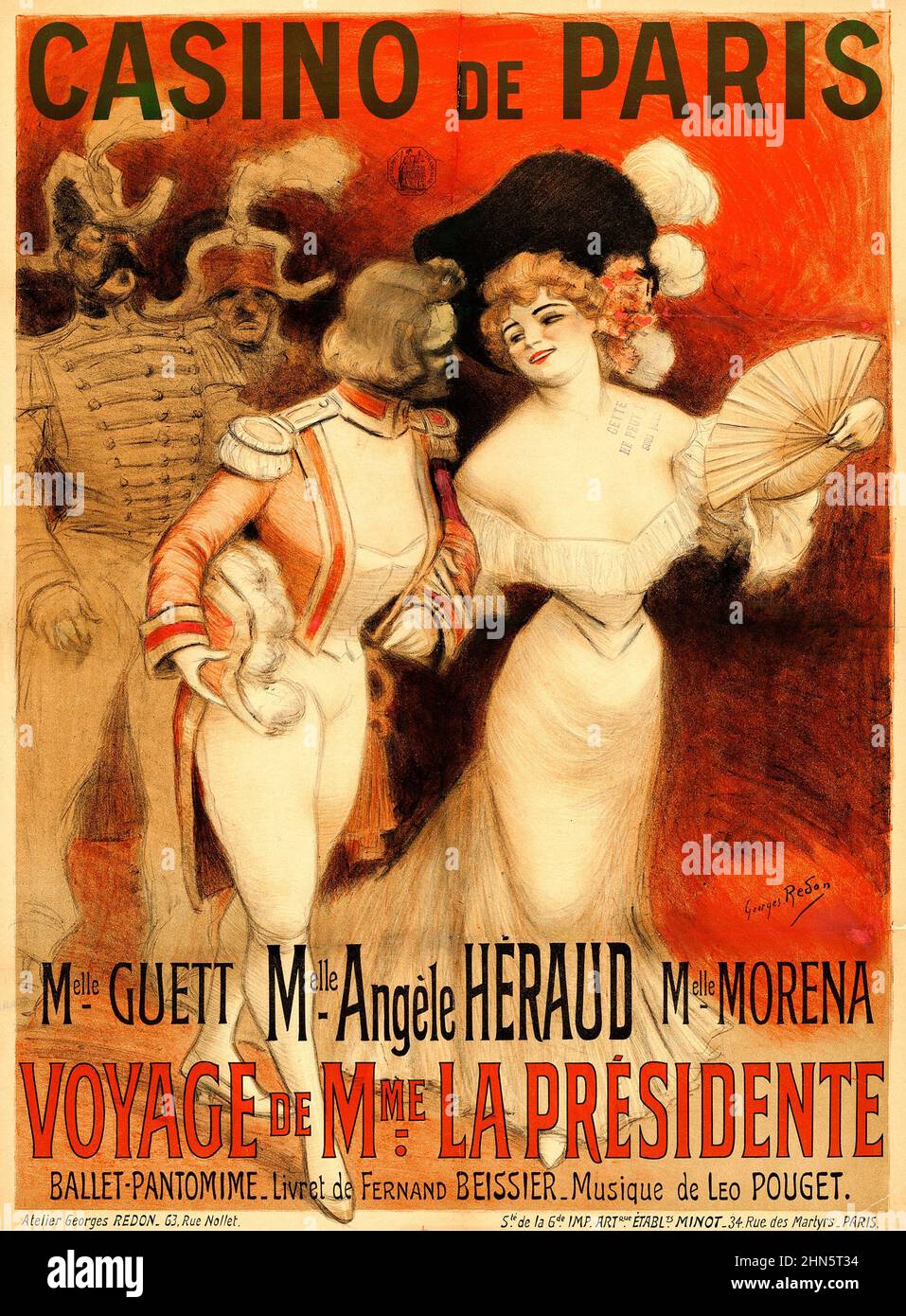 Casino de Paris (c. 1895). Ballet-Pantomime Poster "Voyage de Mme. La ...