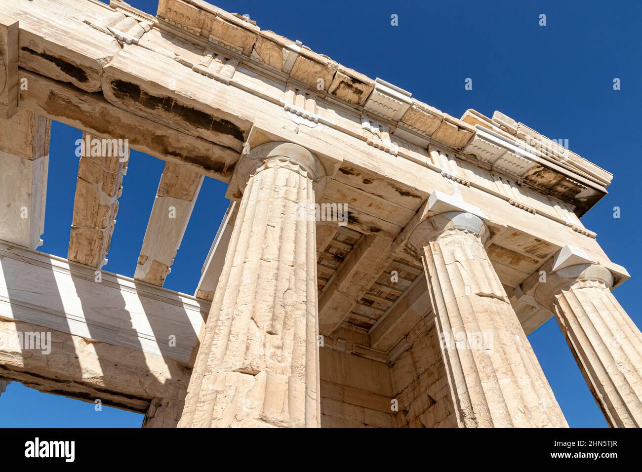 Athens, Greece. The Propylaea, the monumental gateway to the Acropolis ...