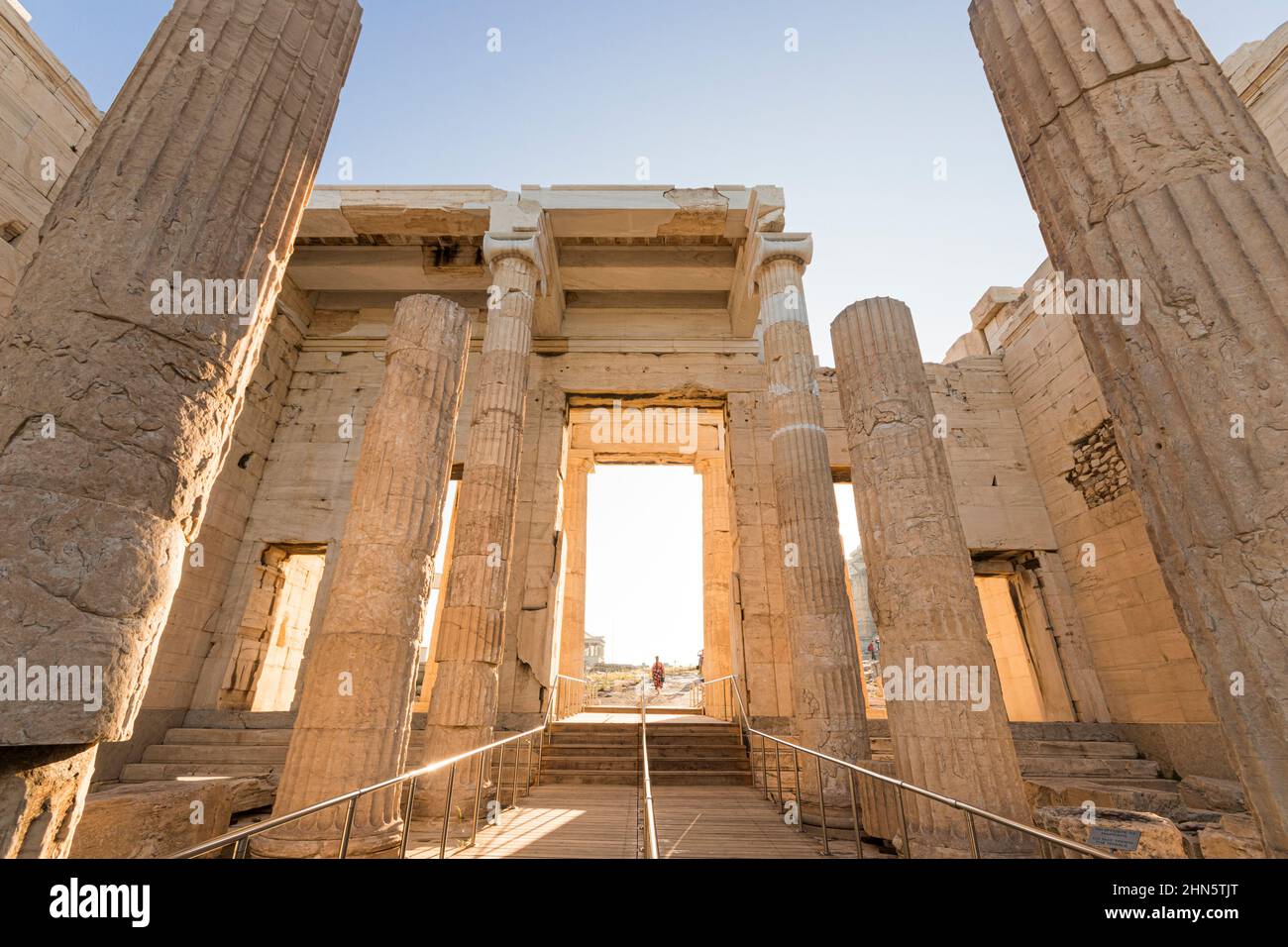 Athens, Greece. The Propylaea, the monumental gateway to the Acropolis of Athens, commissioned ...