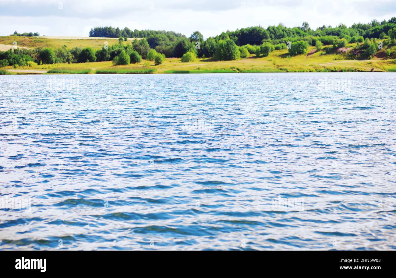 Water surface. The texture of the water. Waves on the lake windy ...