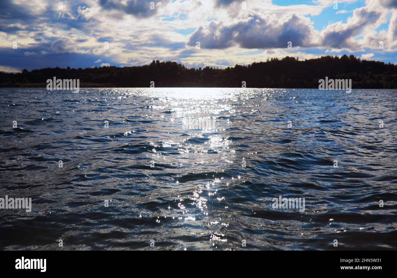 Water surface. The texture of the water. Waves on the lake windy ...