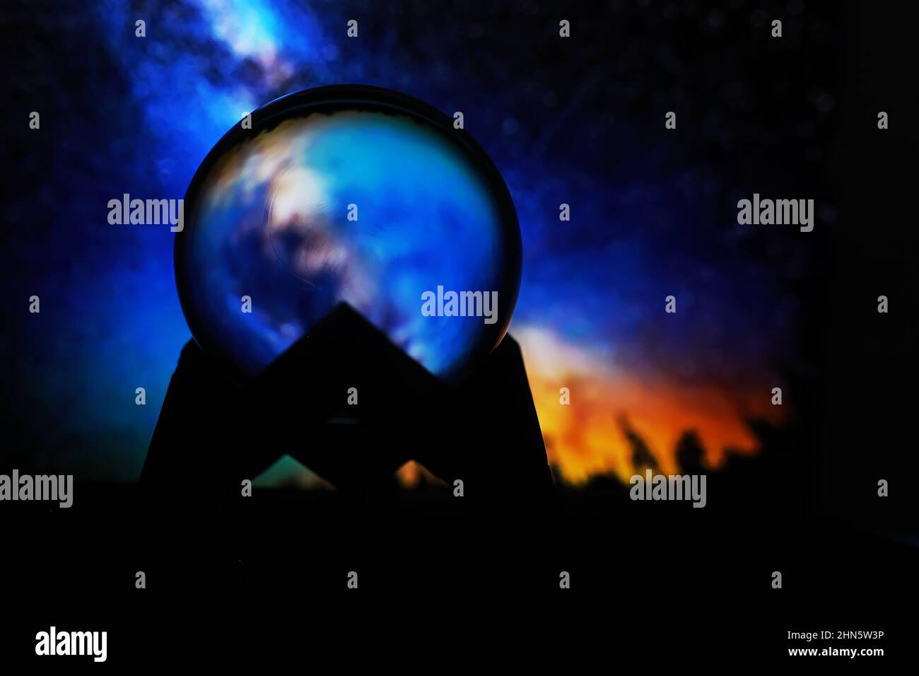 Milky way in magic sphere,Fortune teller,mind power concept. magic ball ...