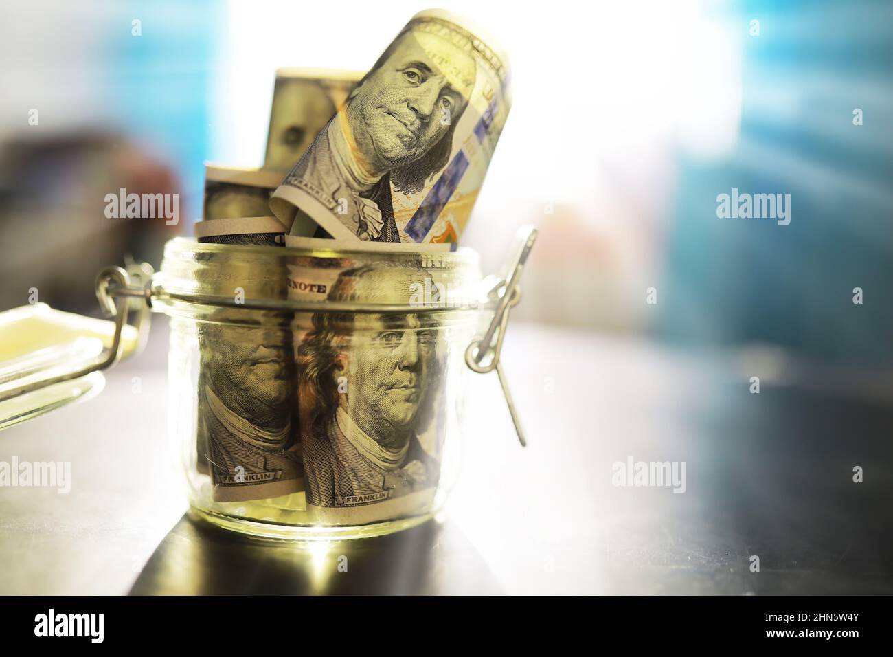 Cash money in a large pile as a finance background. Paper money close ...