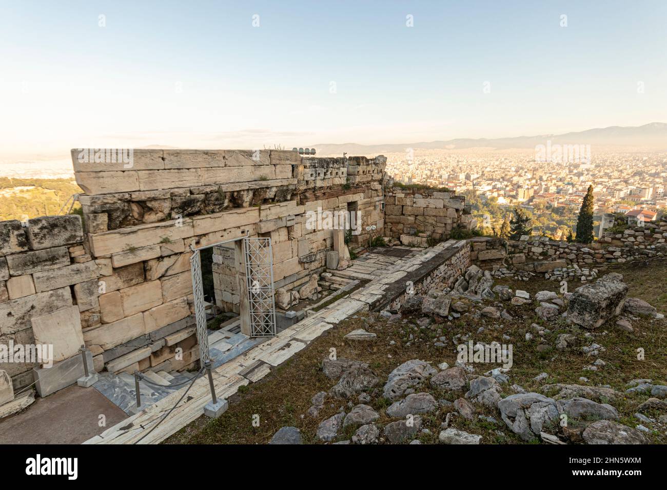 Athens, Greece. The Beule Gate and Propylaea, the monumental gateway to ...