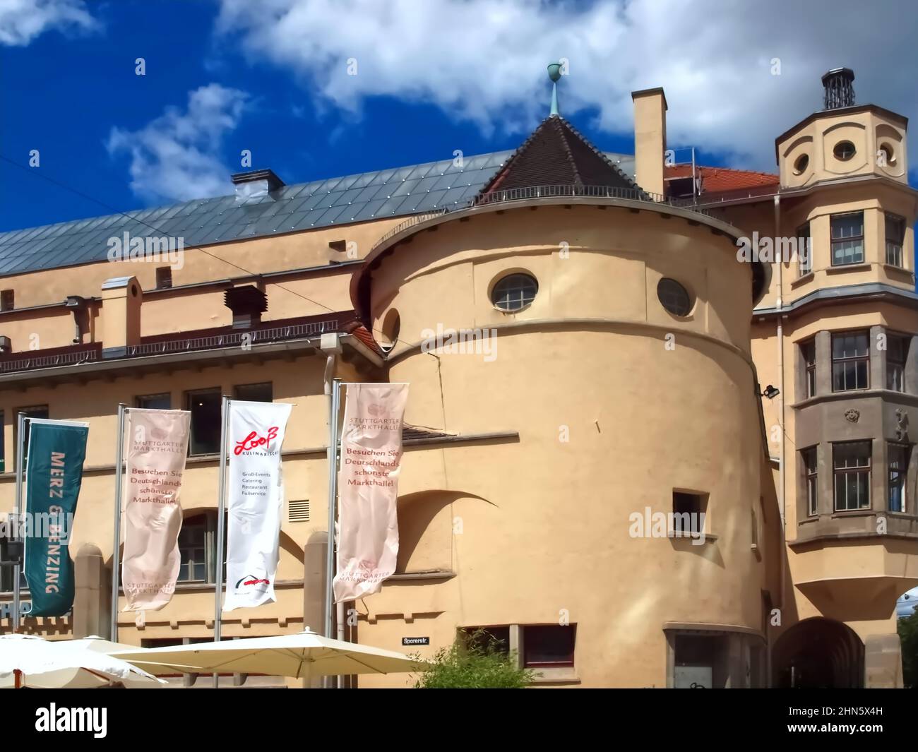 Building of the market hall in the city center of Stuttgart in Germany ...
