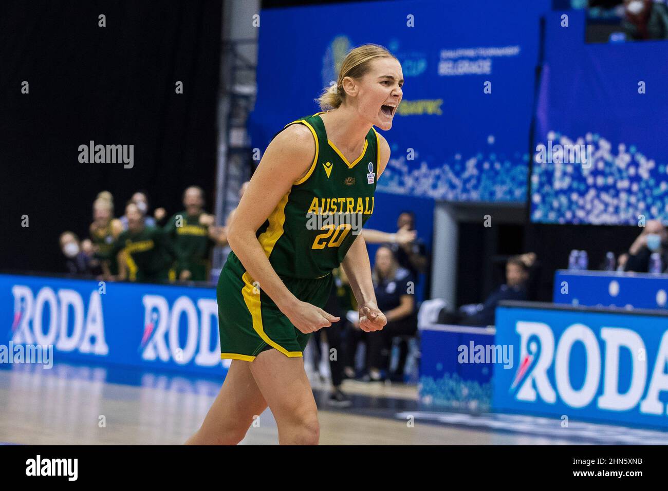 Belgrade, Serbia, 12th February 2022. Darcee Garbin of Australia reacts ...