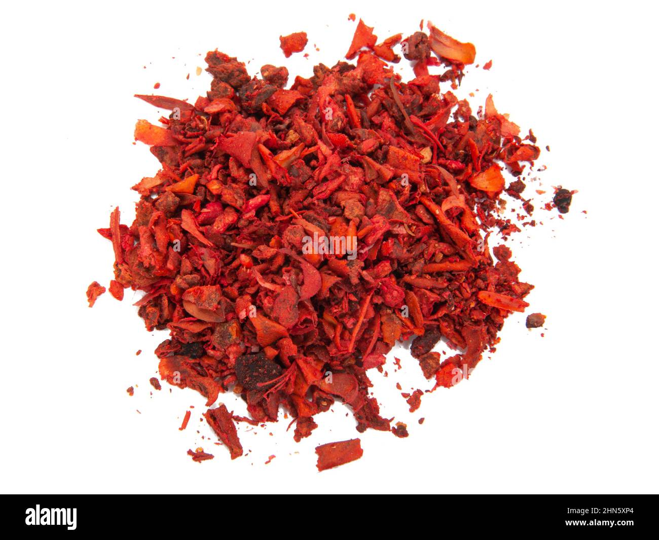 Dried tomato and paprika spice aroma powder isolated on the white ...