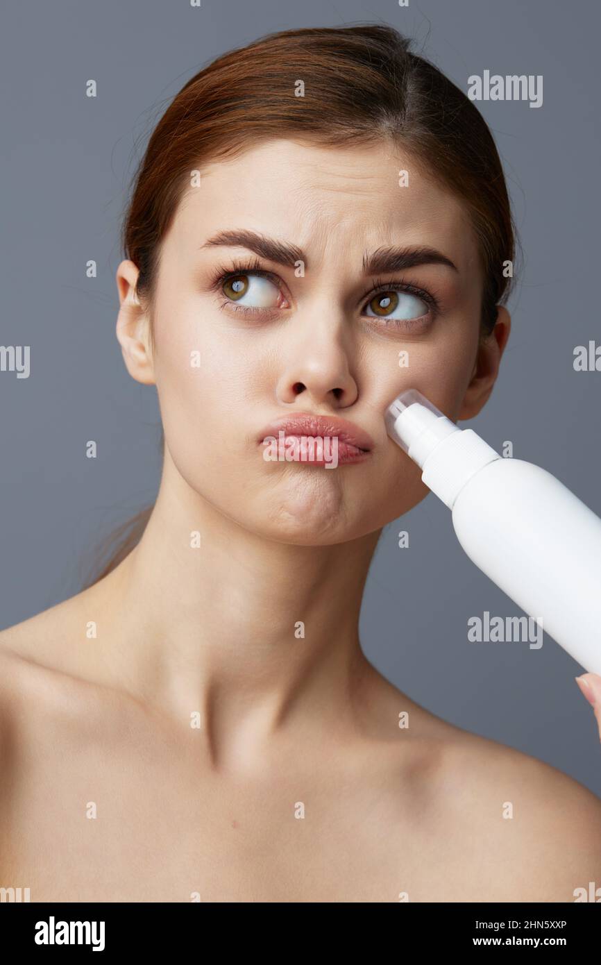 beautiful woman body lotion rejuvenation cosmetics isolated background ...