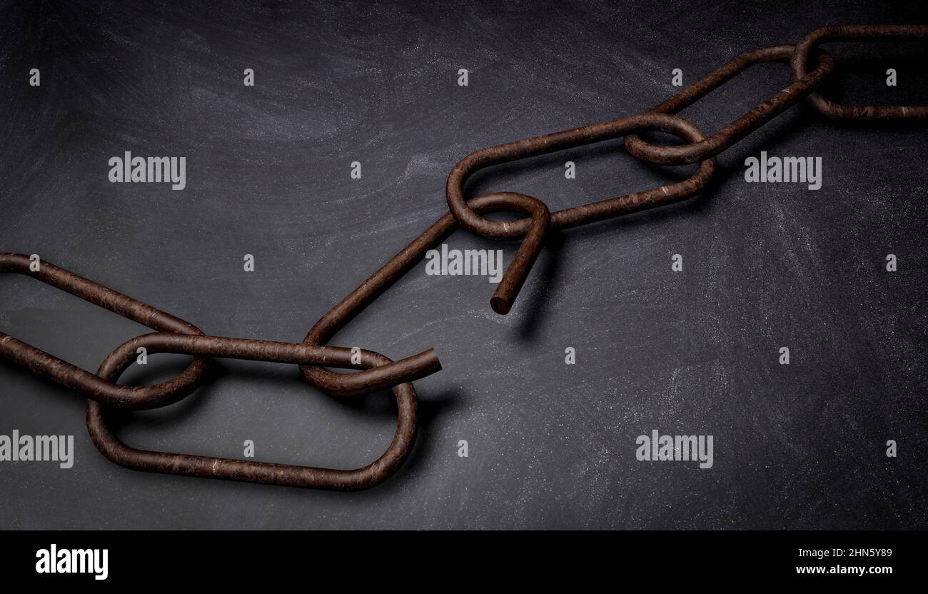 rusty broken chain, on dark stone background Stock Photo - Alamy