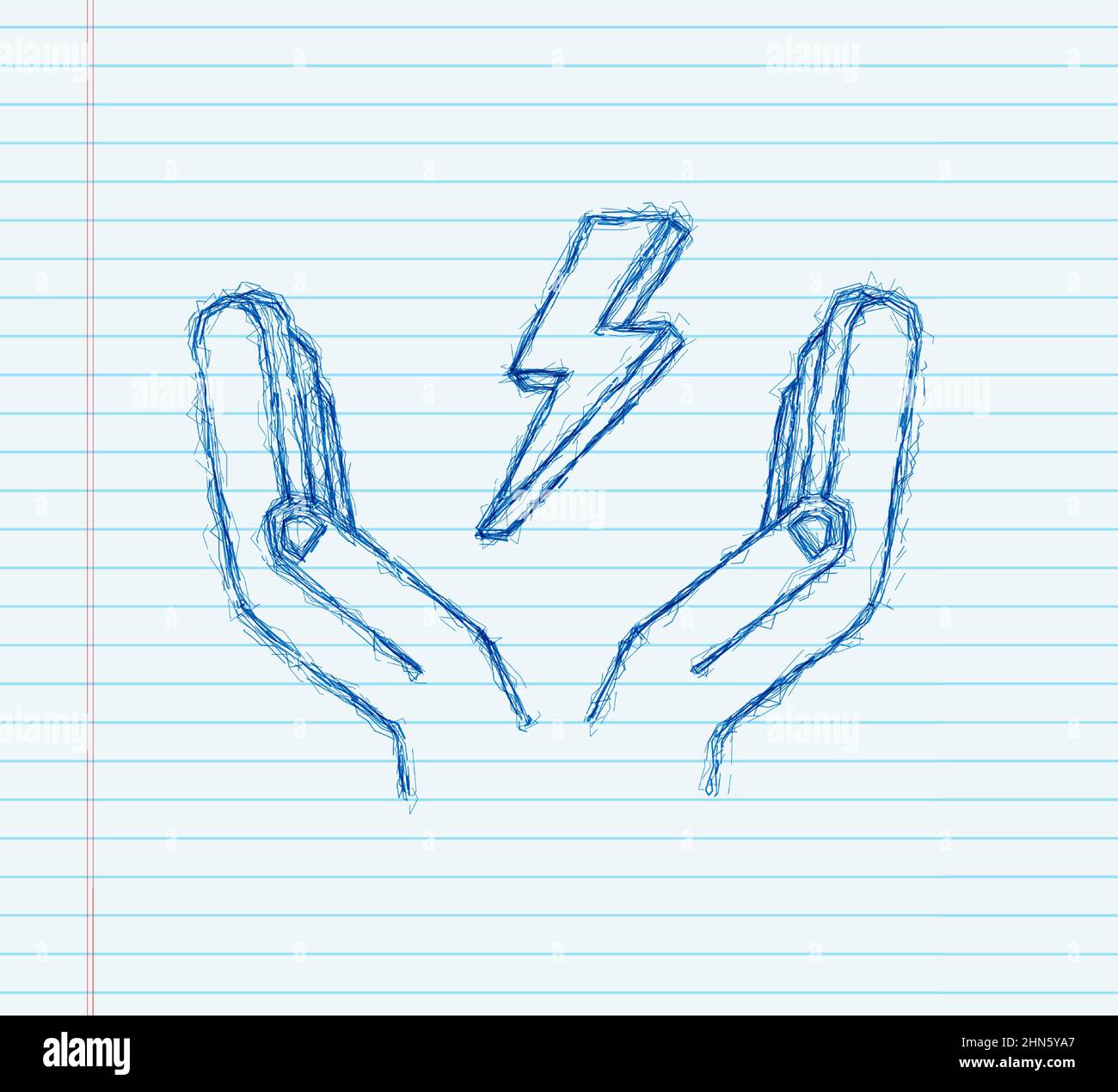 Lightning sketch bolt in hands. Thunder bolt, lighting strike expertise ...