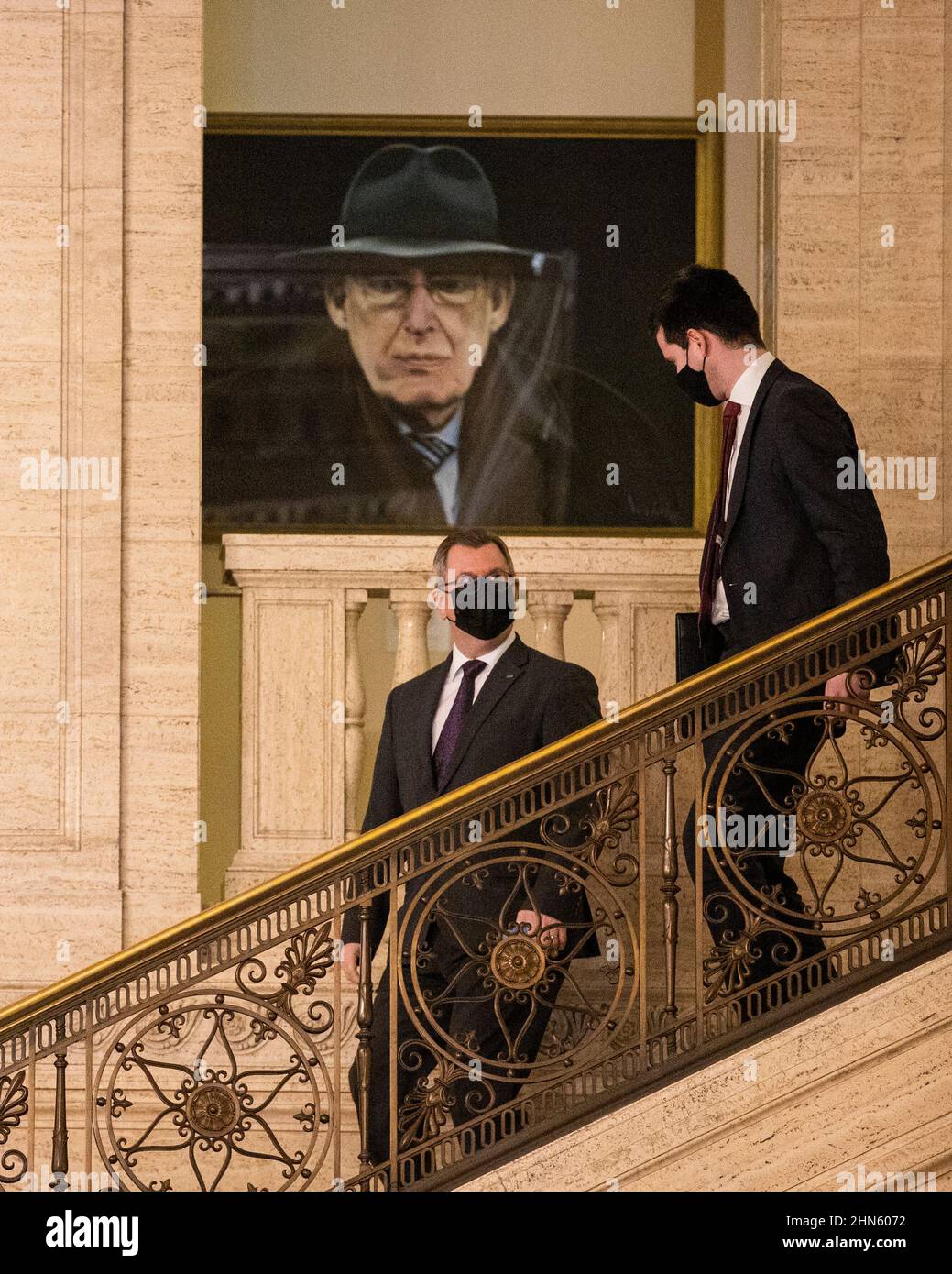 DUP leader Sir Jeffrey Donaldson MP (left) with party colleague ...