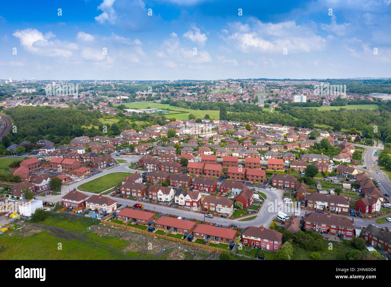 Aerial Photo of a the village of Halton Moor and Osmondthorpe in Leeds ...