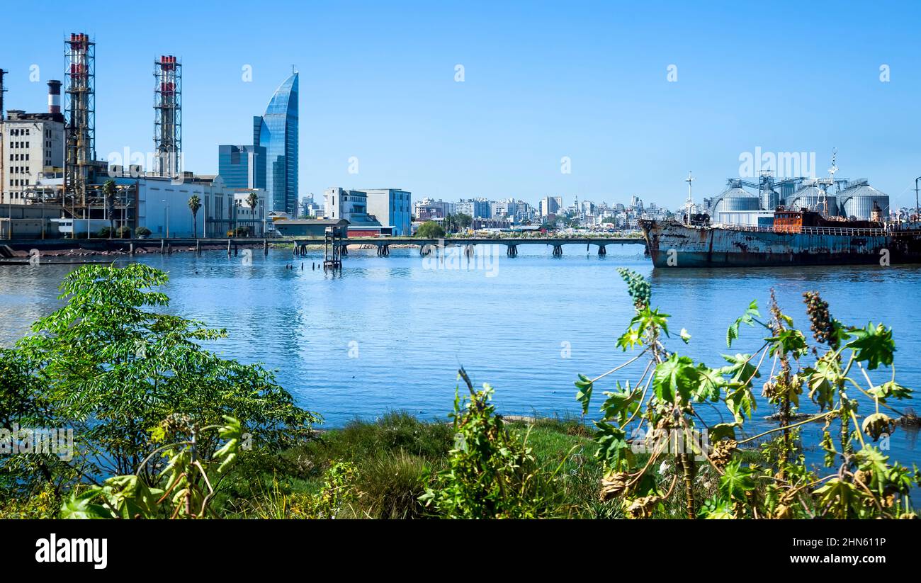 Contrast views of Montevideo port Stock Photo - Alamy