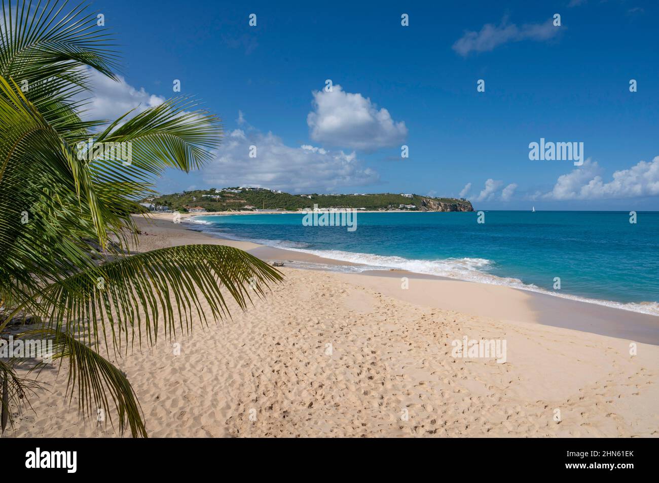 The beach of Baie Rouge on the Caribbean island of Saint-Martin / Sint ...