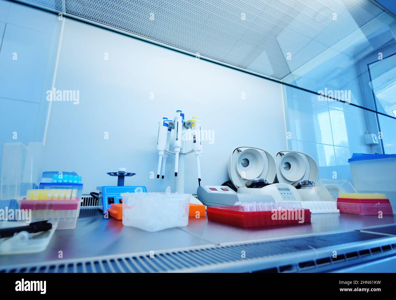 bacteriological DNA PCR laboratory behind glass Stock Photo - Alamy
