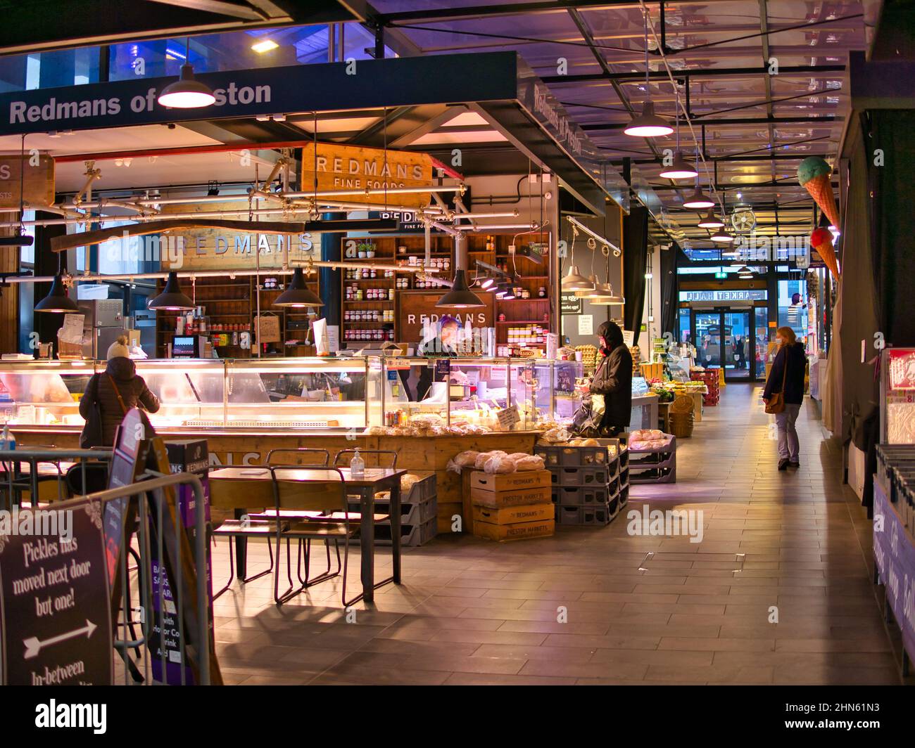 Local butcher counters and their customers in the new Market Hall in ...