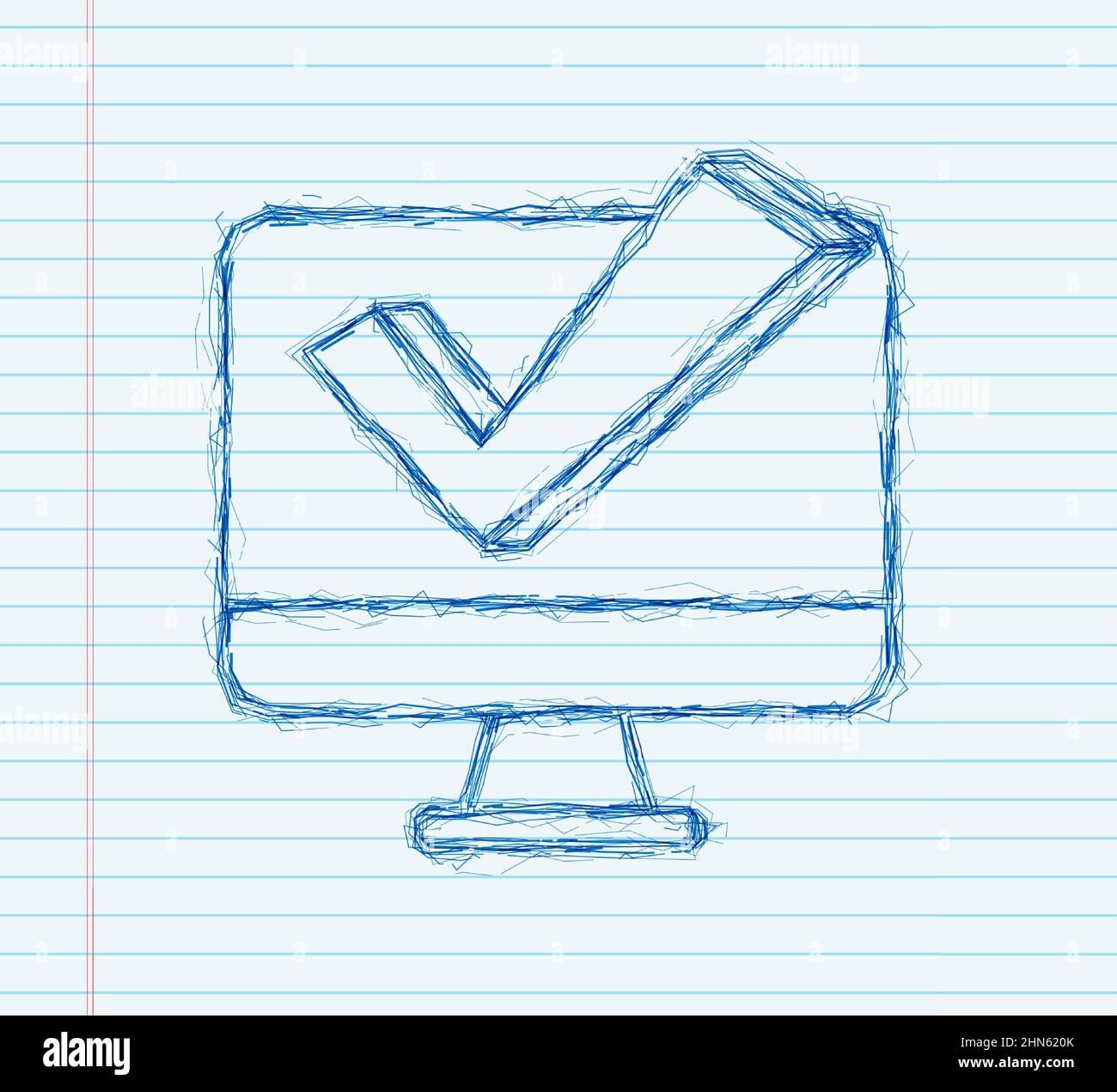 Computer with checkmark. sketch icon. Approved choice. Accept or ...