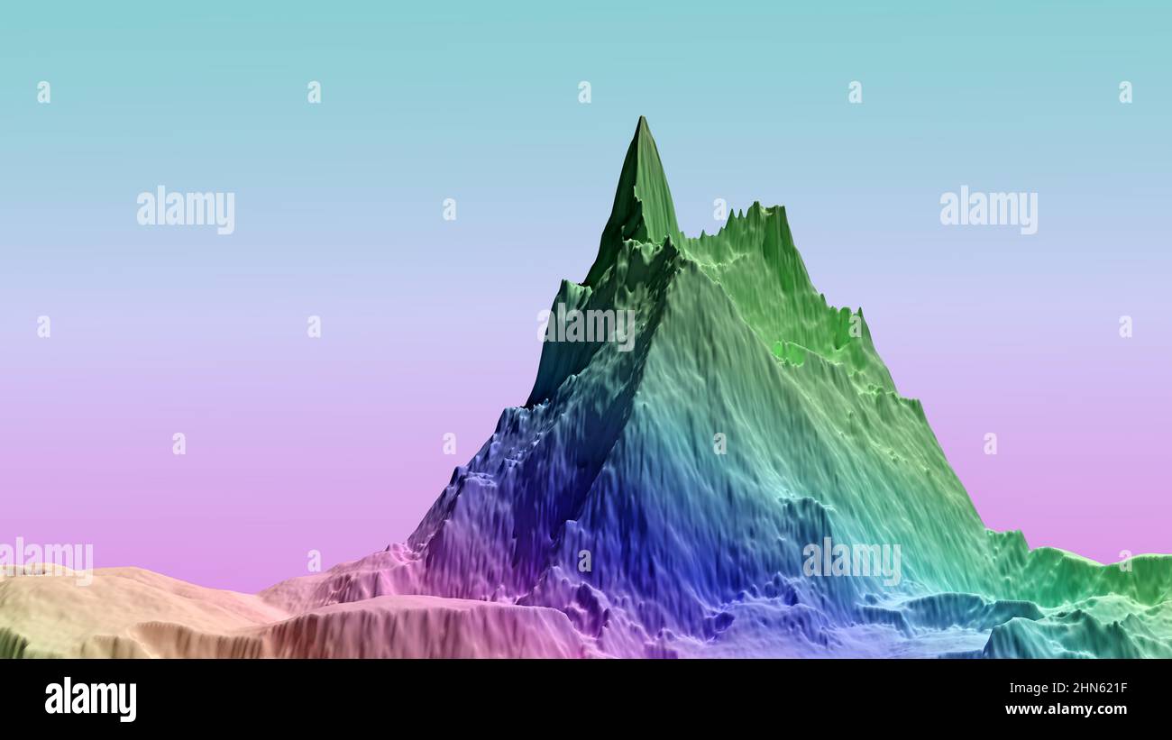 multicolored sharp mountain background with clear sky 3d rendering ...