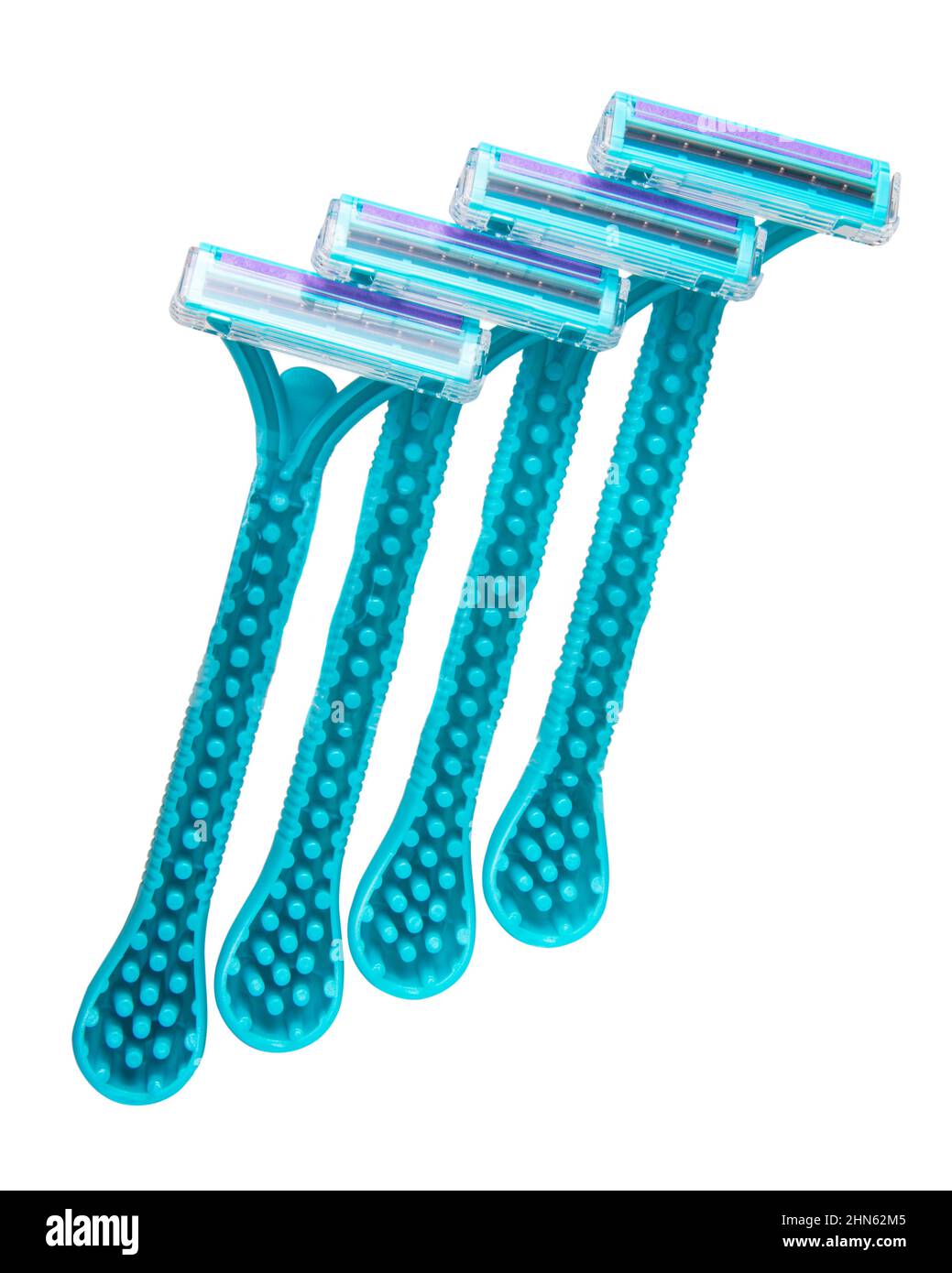 Bright blue razors for ladies shaving isolated on the white background ...
