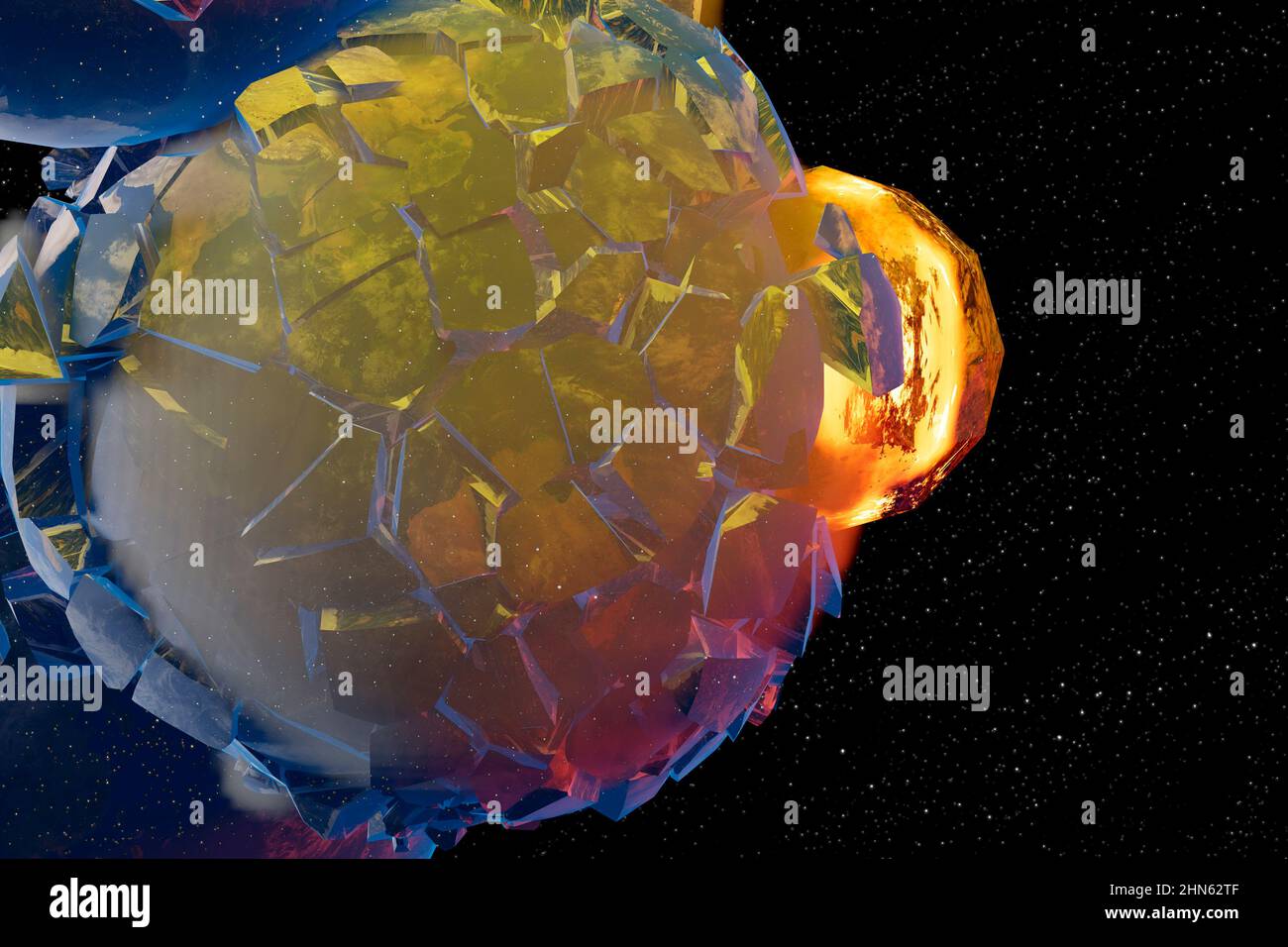 Earth fragmenting after comet impact catastrophe fragmented planet ...