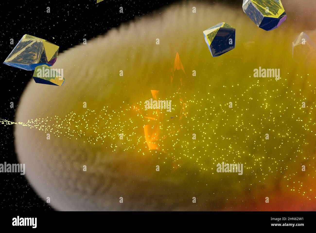 Dust of planet fragments disintegrating while core of the earth ...