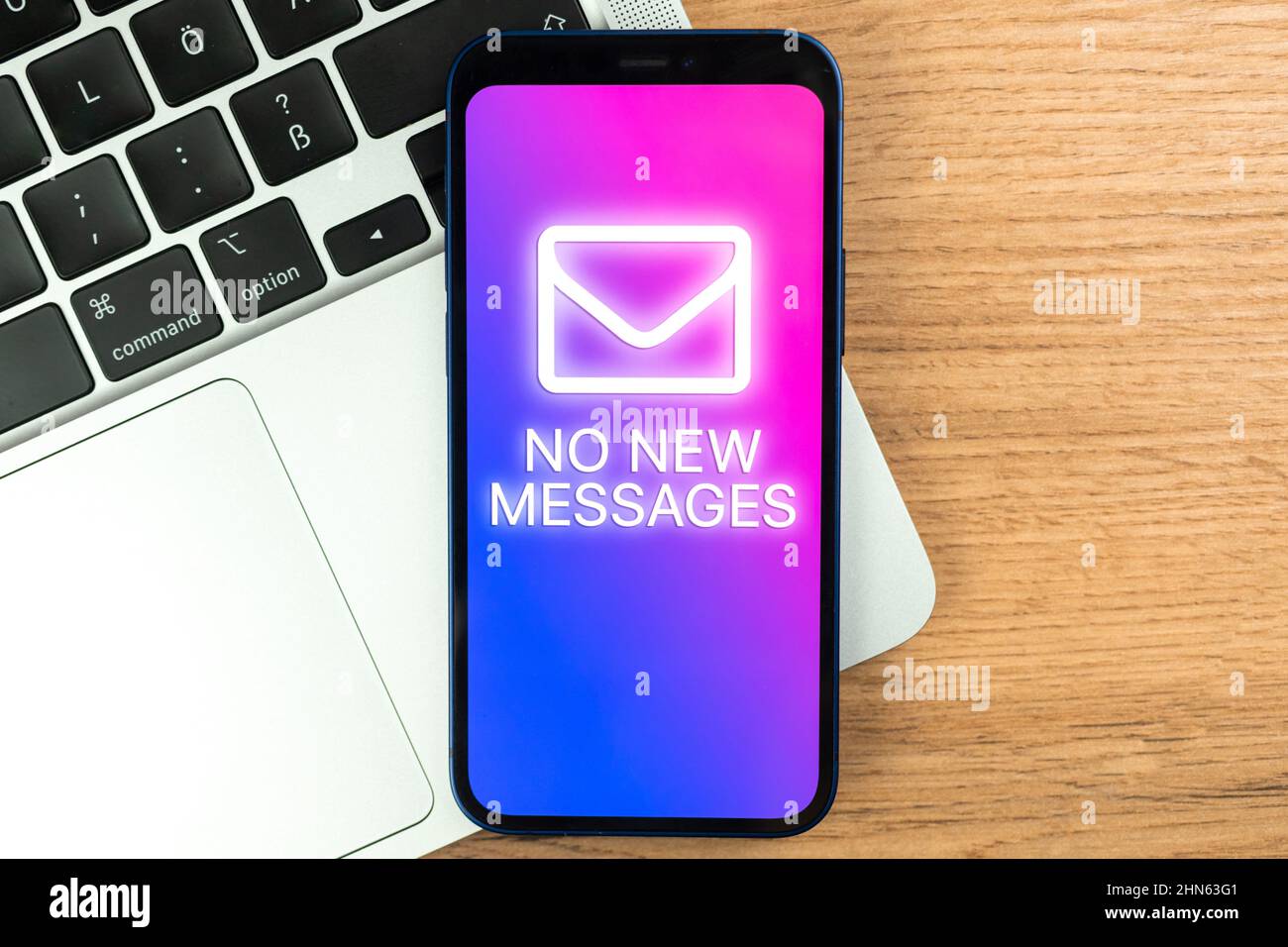 Concept waiting for a new message. Smartphone screen with no new ...