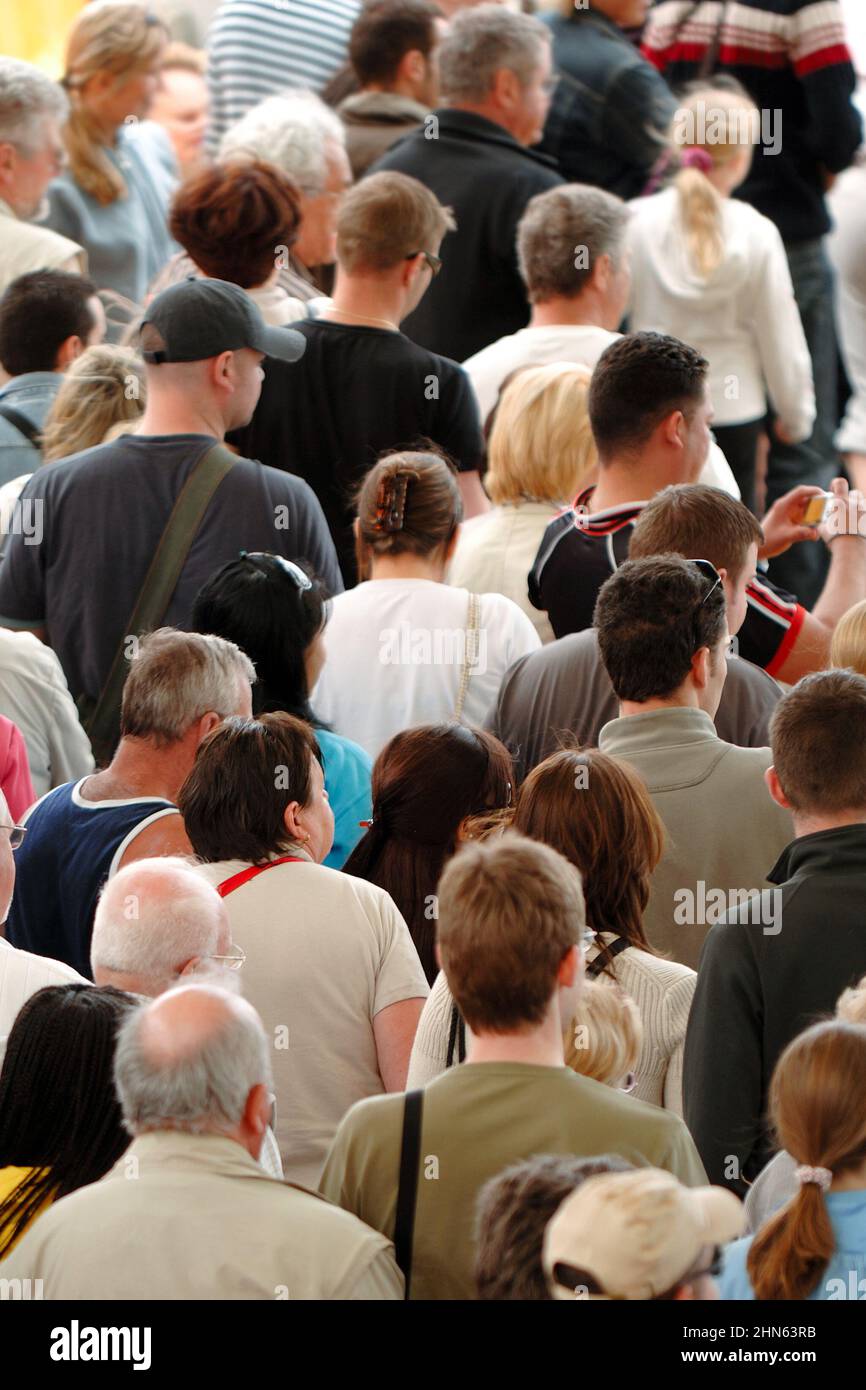 Crowd of people leaving a stadium Stock Photo - Alamy
