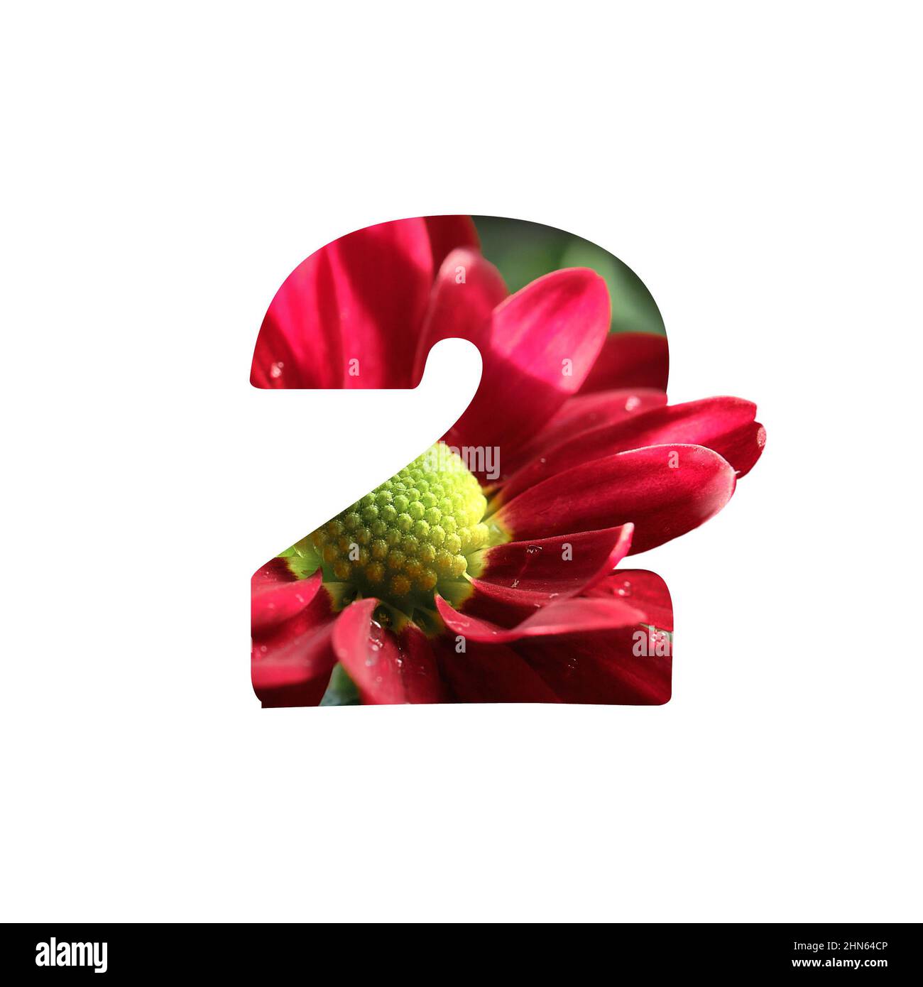 Number 2 cut out shape isolated on white. Silhouette of number two with ...