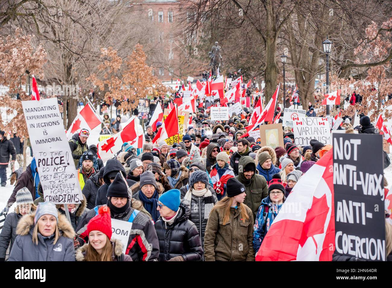 Trucker convoy protesters gather in Queen's Park, Toronto for the ...