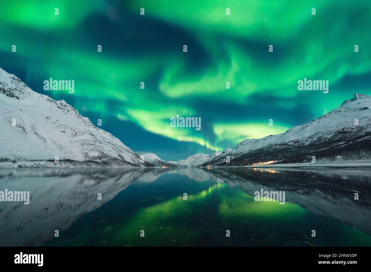A colourful Northern Lights also know as Aurora Borealis in the ...