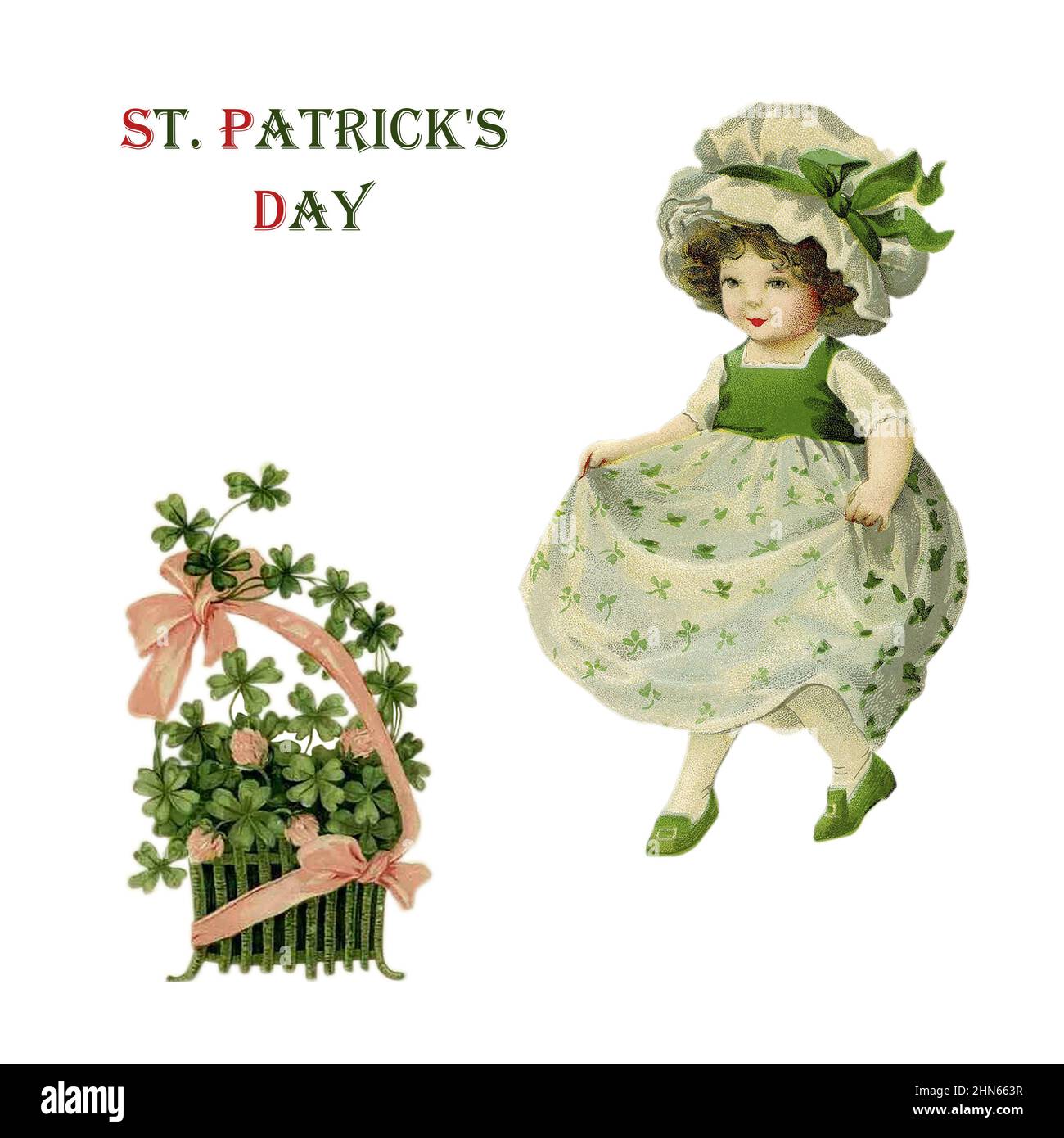 St. Patrick's Day. Vintage postcard. Cartoon style Illustration Stock ...